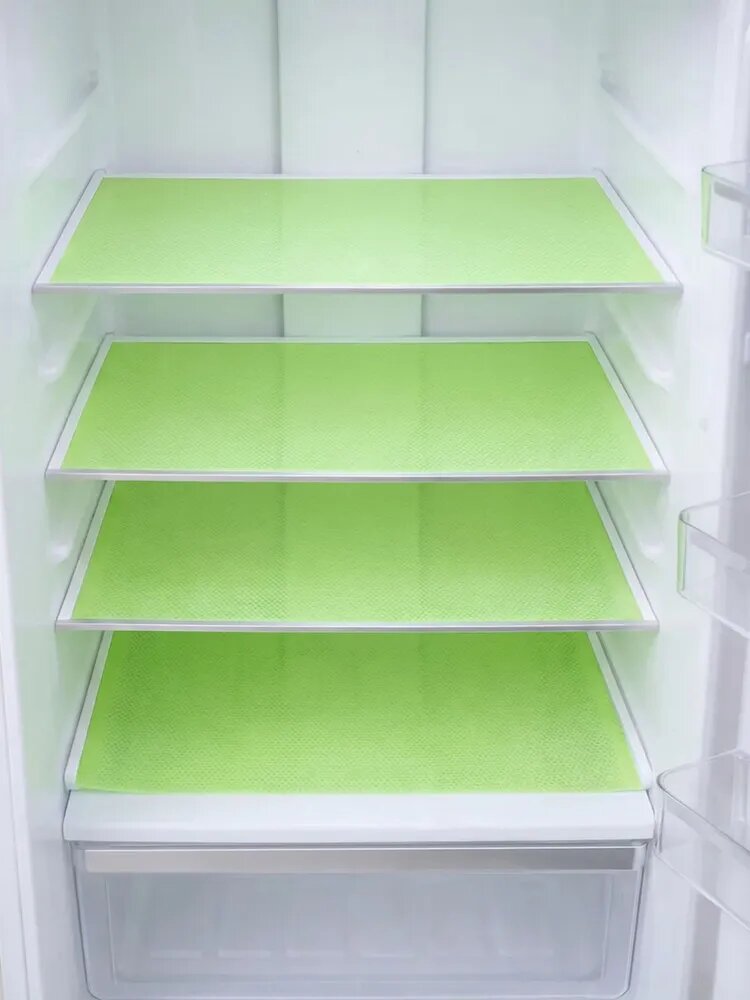 Коврик силиконовый 45х30 см, К01 6 шт, зеленый. Для кухонных полок, обувных ящиков, холодильника