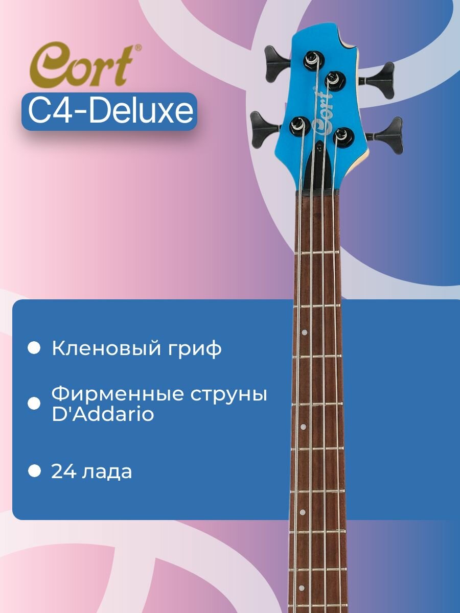 Бас-гитара Cort C4 Deluxe CBL Artisan Series — фото 1