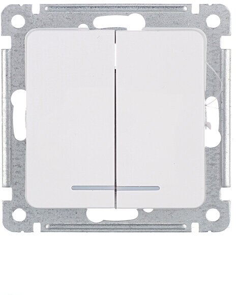 Выключатель Hegel Master двухклавишный встраиваемый белый с подсветкой (ВС10-452)