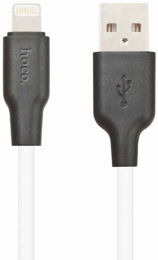 USB кабель HOCO X21 Plus Silicone Lightning 8-pin, 2.4А, 2м, силикон (белый/черный)
