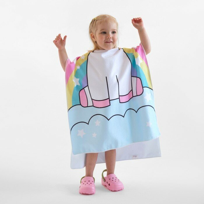 Полотенце-пончо детский LoveLife "Единорог" 60х120 см, 100% пэ, 225 г/м2, 9627288