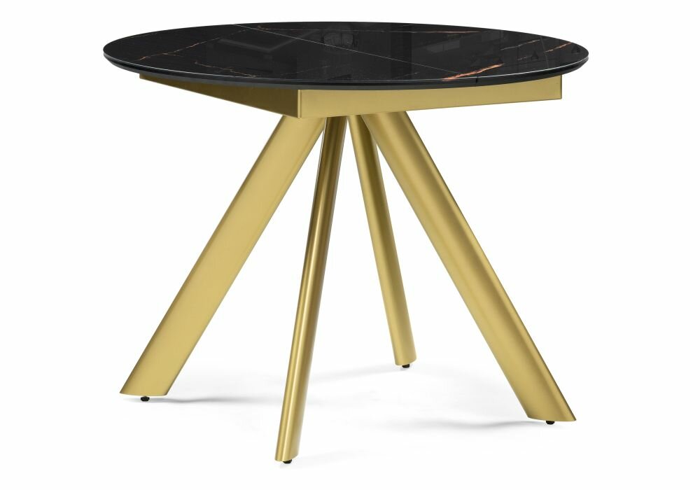 Стеклянный стол Woodville Галвестон 100х76 обсидиан/черный/золото