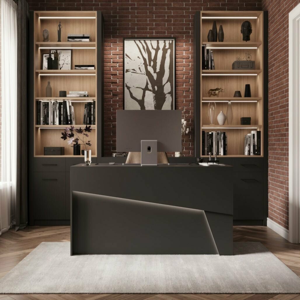 Письменный стол "Скос" Черный / 1500х600х750 с Подсветкой RGB