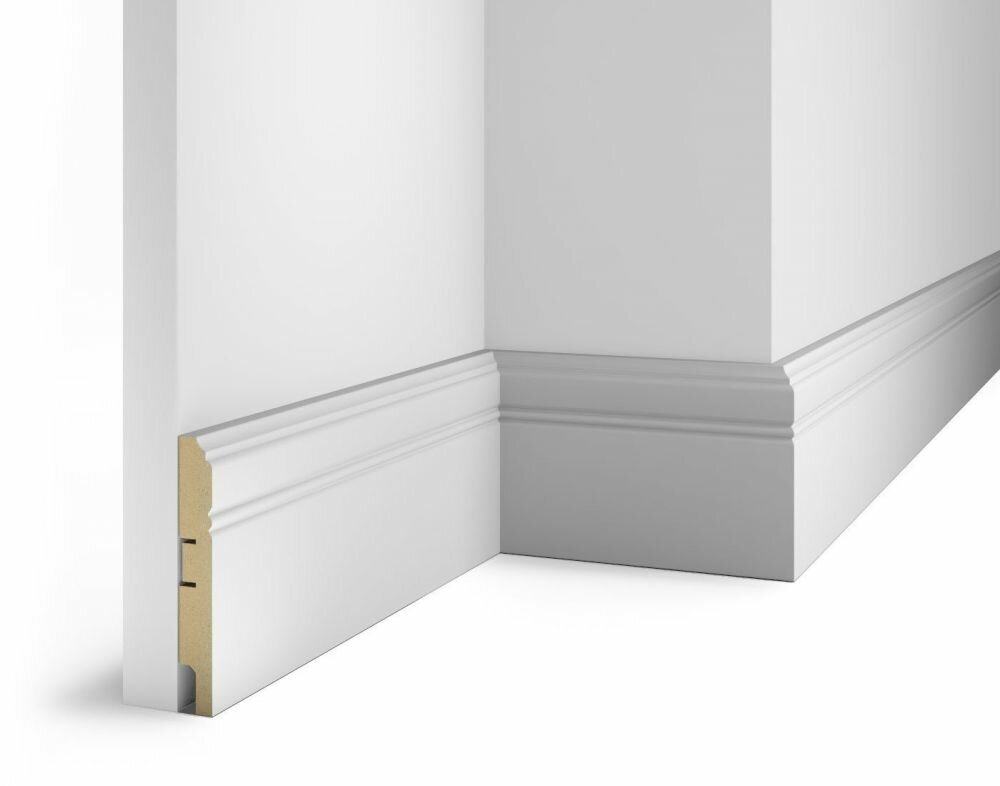 Плинтус МДФ под Покраску с Пазом Cosca AP17 Белый В115хШ16хД2400 мм / Коска.