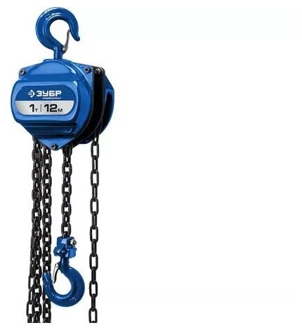 Таль цепная "ТШ-1-12" шестеренная, ЗУБР Профессионал 43083-1, 1т / 12м, 43083-1_z01