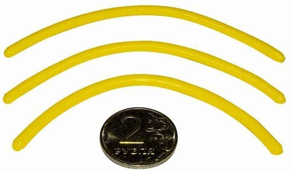 Мягкая форелевая силиконовая приманка для рыбалки TROUT EXPERT серия D-WORM - дошик (#DW10, 100 мм, 10 шт в банке, сыр) Жёлтый