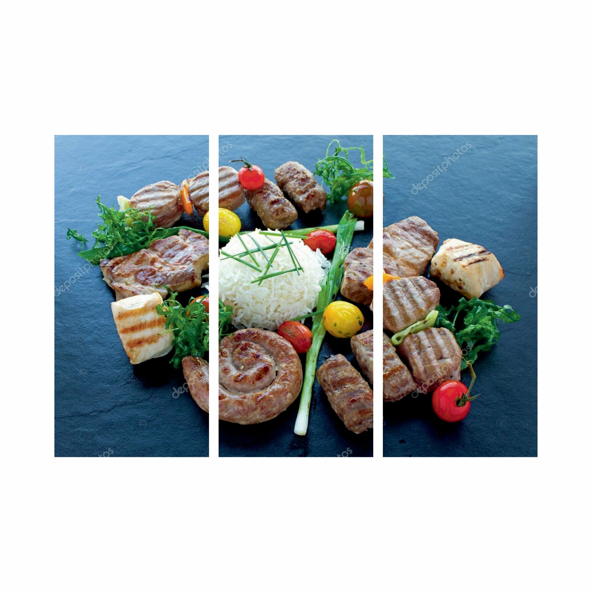 Модульная картина "Мясной набор" (Размер: 120х80см (38х80,38х80,38х80))