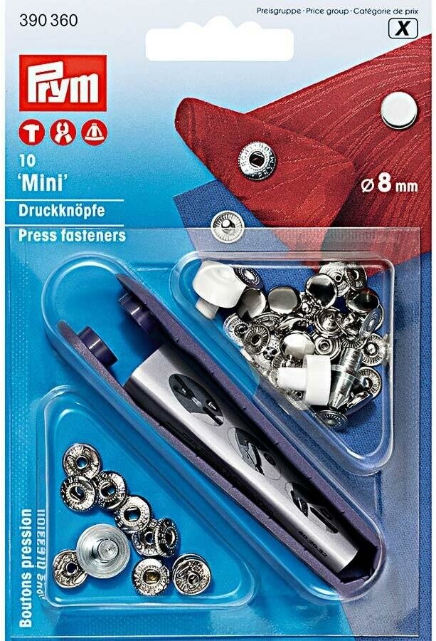 Кнопка "PRYM" 390360 "Мини" латунь d 8 мм 10 шт. под никель