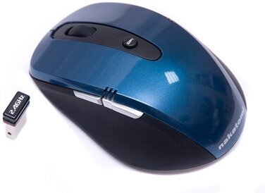 Беспроводная оптическая компьютерная мышь Nakatomi MRON-22U BLUE, 6 кнопок, usb.