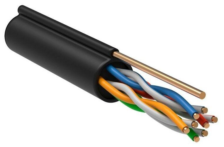 Кабель витая пара F/UTP кат.5E 4х2х24AWG solid CU LDPE Outdoor Generica трос черн.