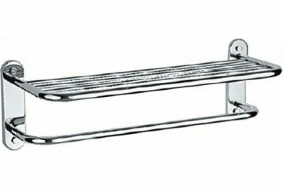 Полка Haiba HB804 с держателем для полотенец, подвесная металлическая, хром