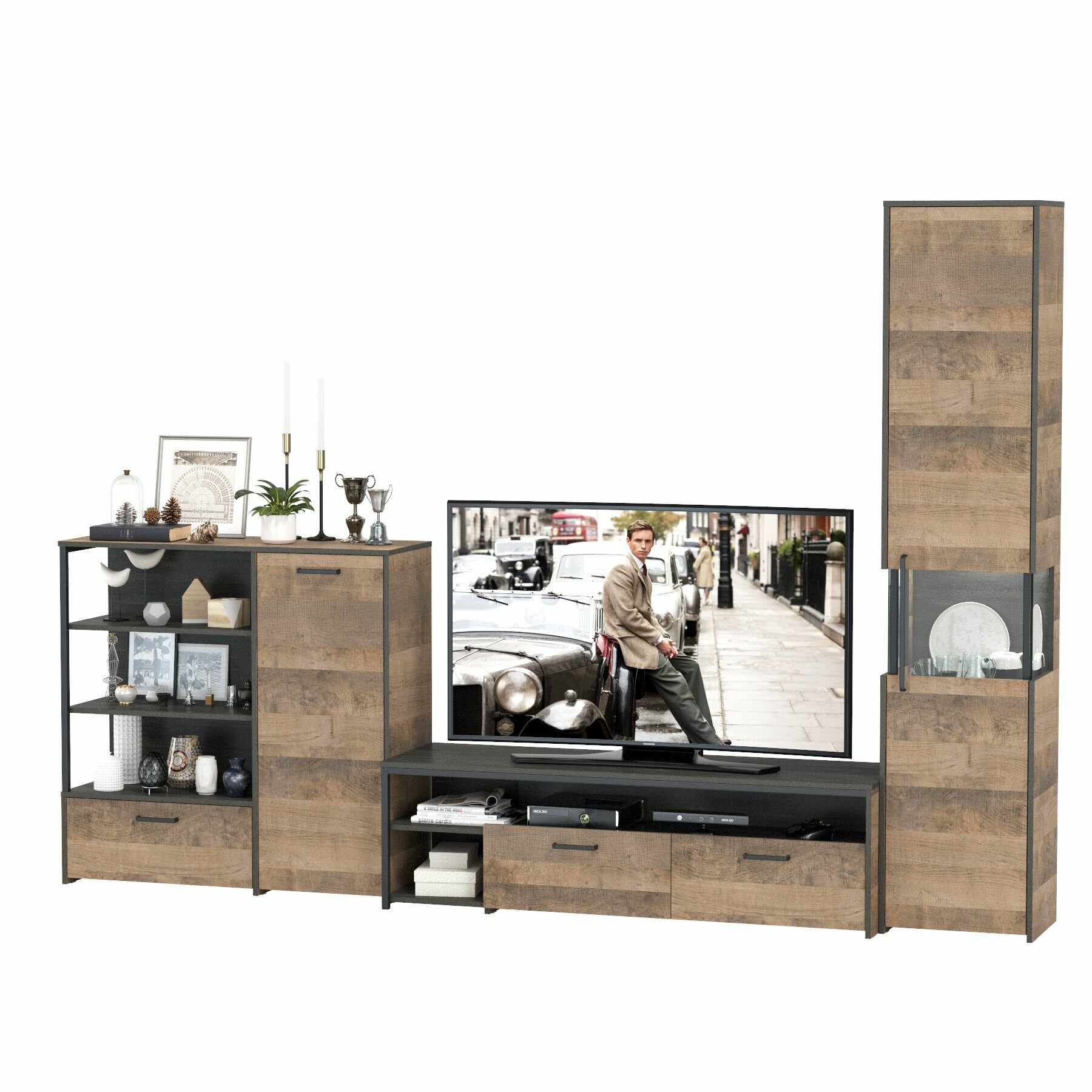 Трувор гостиная № 22, цвет дуб гранж песочный/интра, ШхГхВ 303,6х45,4х210 см, универсальная сборка