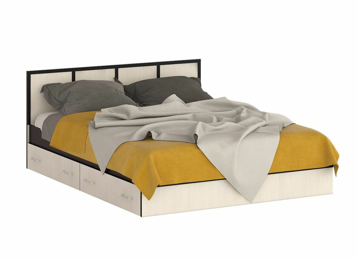 Кровать с ящиками СВК Сакура 1600 Венге/Дуб Лоредо Размеры: Высота 880мм Глубина 2035мм Ширина 1635мм