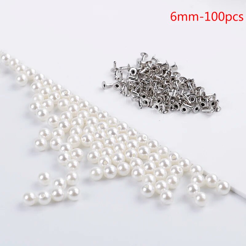 Пластиковые жемчужные заклёпки 30-100 шт 6mm 100pcs
