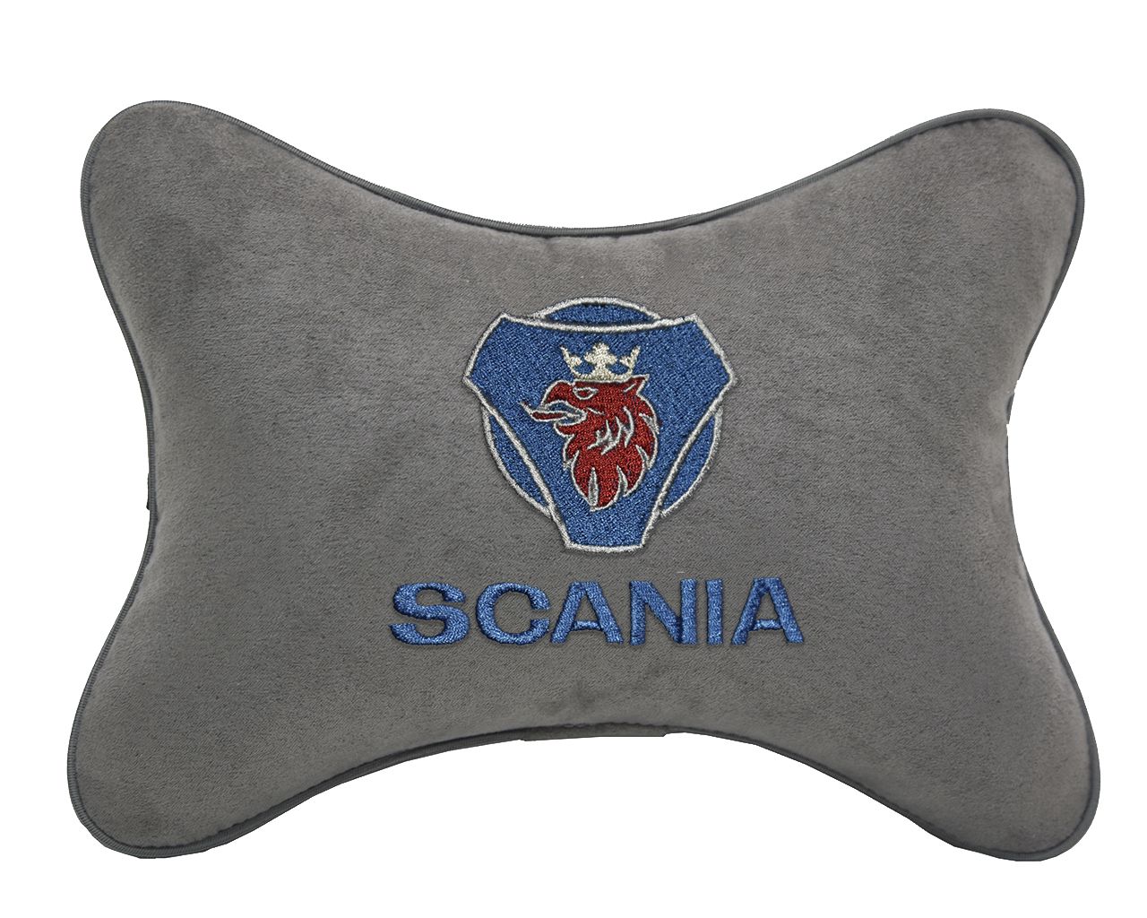Подушка на подголовник автомобильная светло-серая алькантара SCANIA