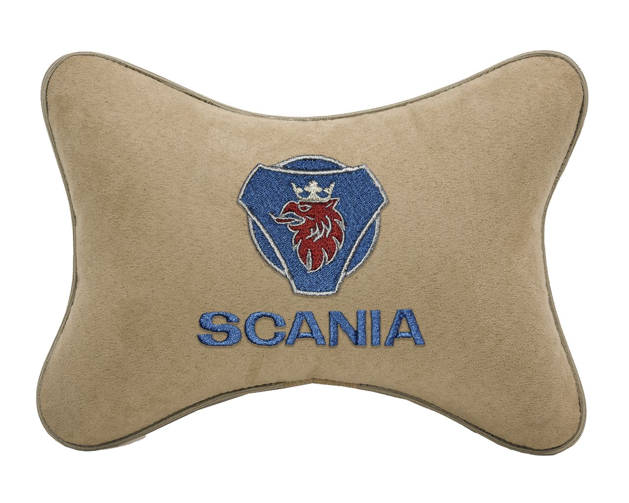 Подушка на подголовник автомобильная бежевая алькантара SCANIA