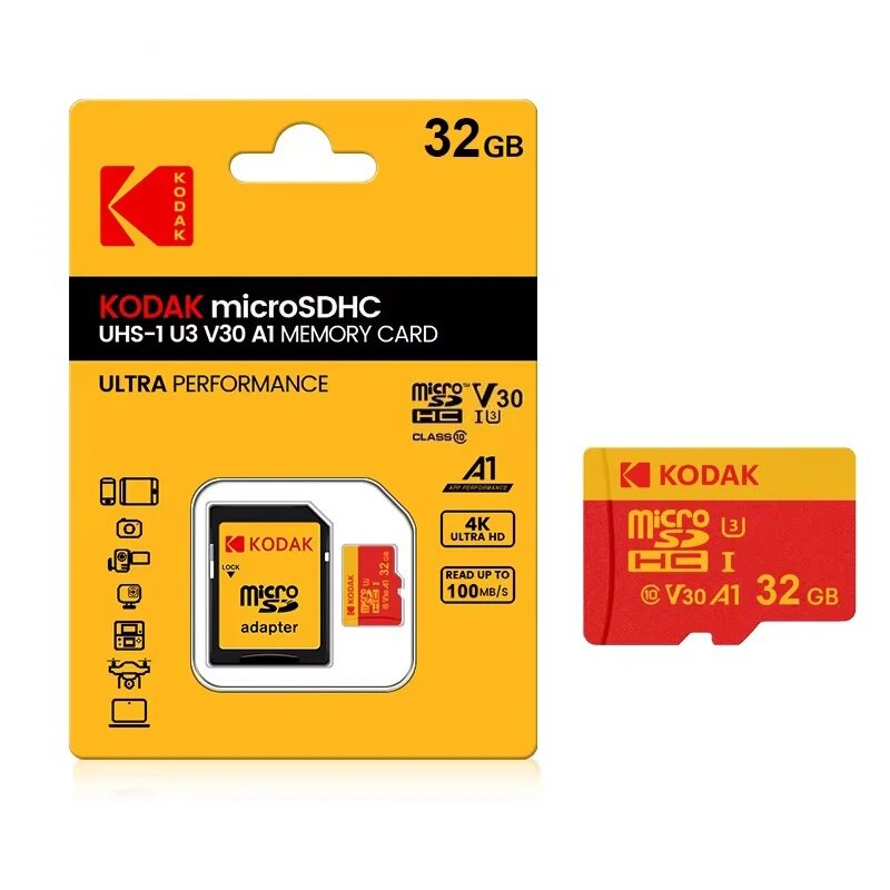 Карта памяти KODAK Micro SD U3 V30 128/256/64 ГБ