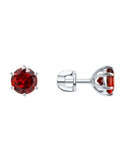 Серьги пусеты серебро, 925 проба, родирование, фианит