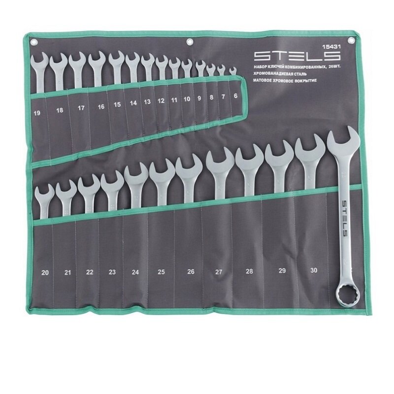 Набор гаечных ключей Stels комбинированных 11841 мм 26 шт CrV, 15431