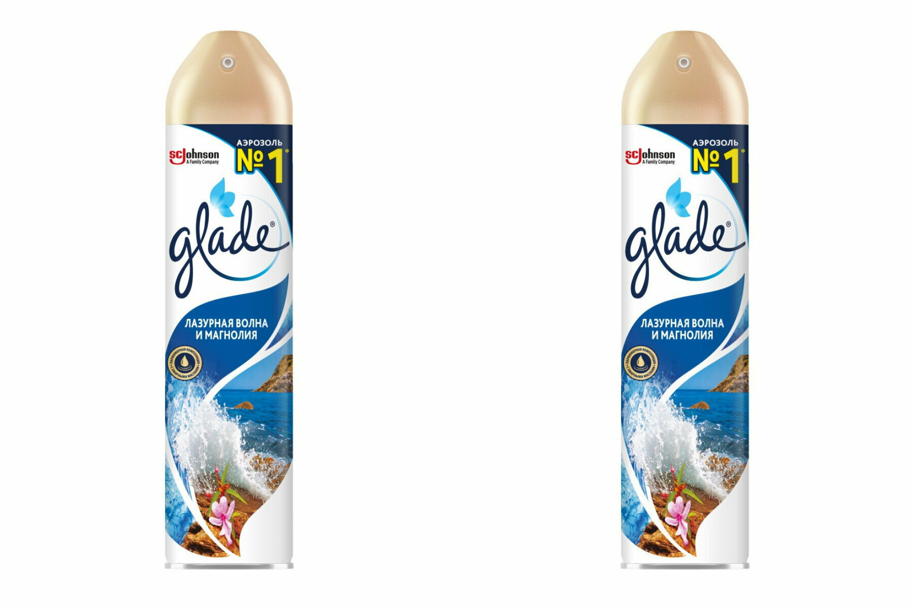 Glade Освежитель воздуха Лазурная волна и Магнолия, аэрозоль, 300 мл, 2 шт/