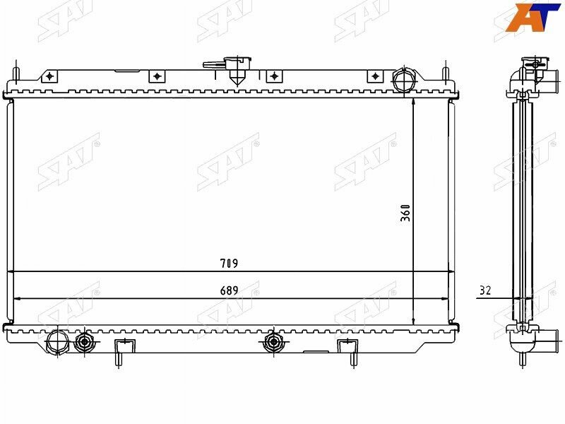. SAT Радиатор охлаждения двигателя для Nissan AD 99-02 , Primera 95-02 , Sunny 98-04 , Wingroad 99-05