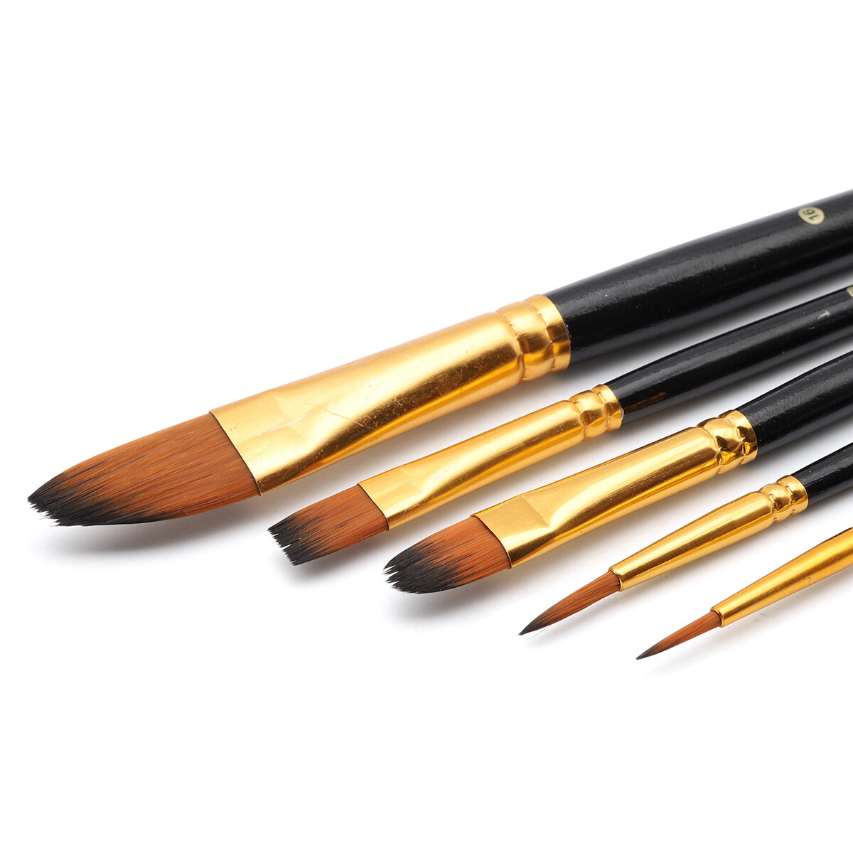 Кисточки для рисования № 1, 4, 6, 8, 16, 5 шт, синтетика, с черными ручками, Darvish