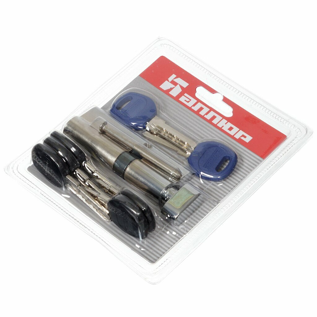 Личинка замка двери Аллюр, DL-02 СP, 5 786, 85 мм, ключ-вертушка, хром, 5 ключей