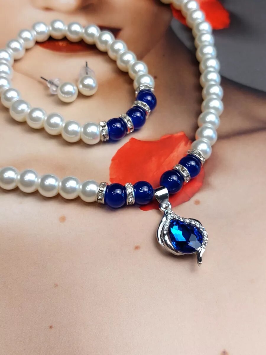 Комплект бижутерии, жемчуг имитация, стекло