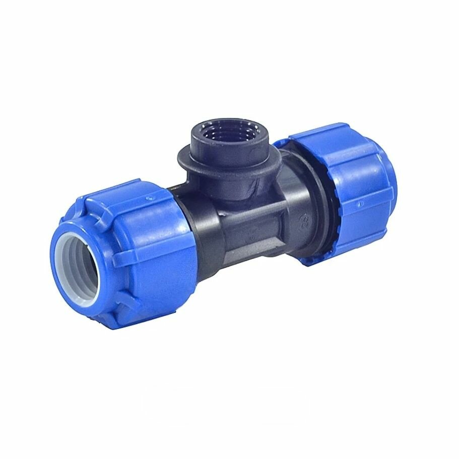 Тройник компрессионный ПЭ Дн 50х3/4"х50 ВР тпк-аква 52503450