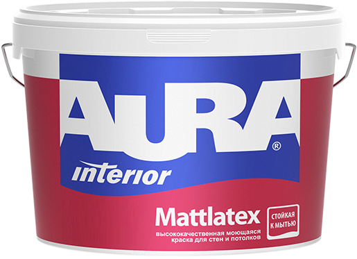 Краска для Стен и Потолков Aura Interior Mattlatex 9л Белая, Высококачественная, Моющаяся / Аура.