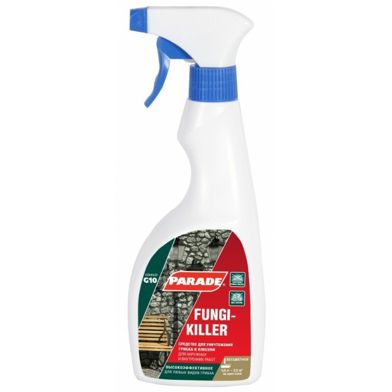 Удалитель Плесени и Грибка Parade G10 Fungikiller 0.5л Бесцветный / Парад Г10 Фунгикиллер.