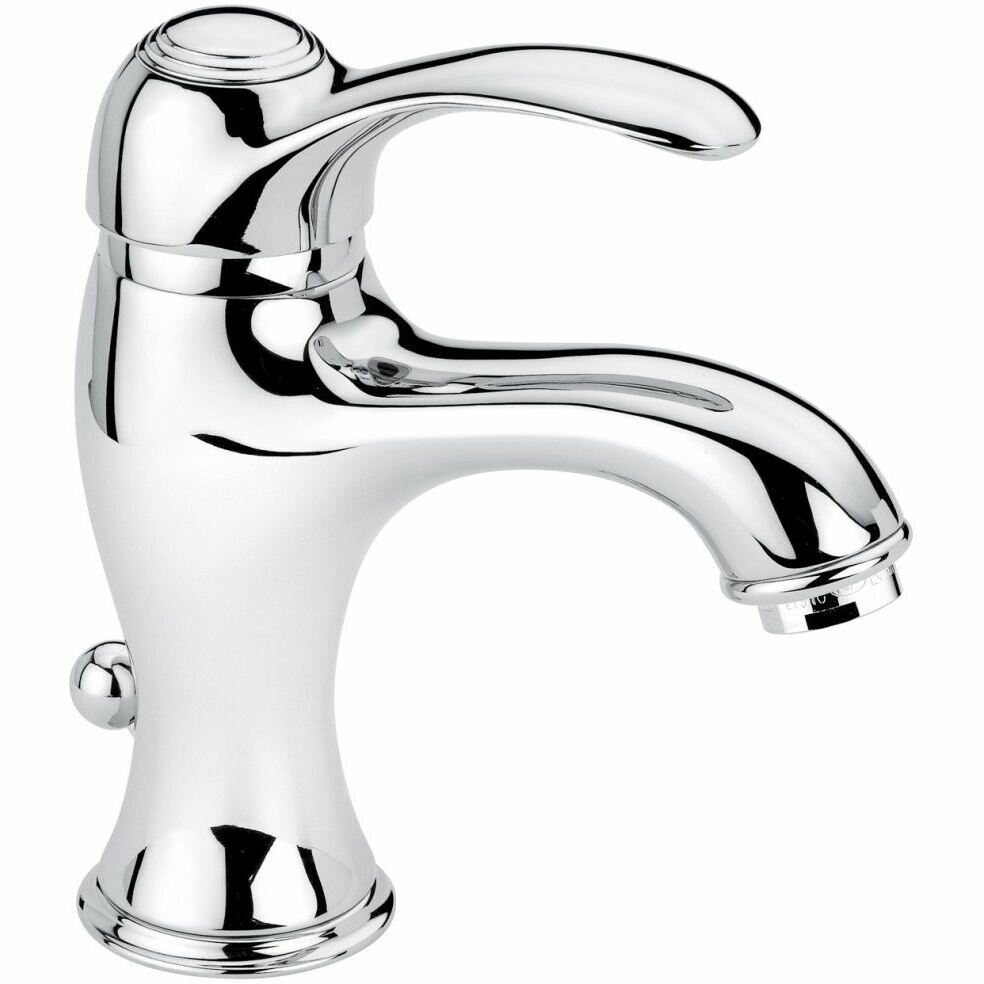 Смеситель однорычажный Emmevi (Эммеви) Harmony, излив 11 см, с донным клапаном, белый-золото, 22003/BO