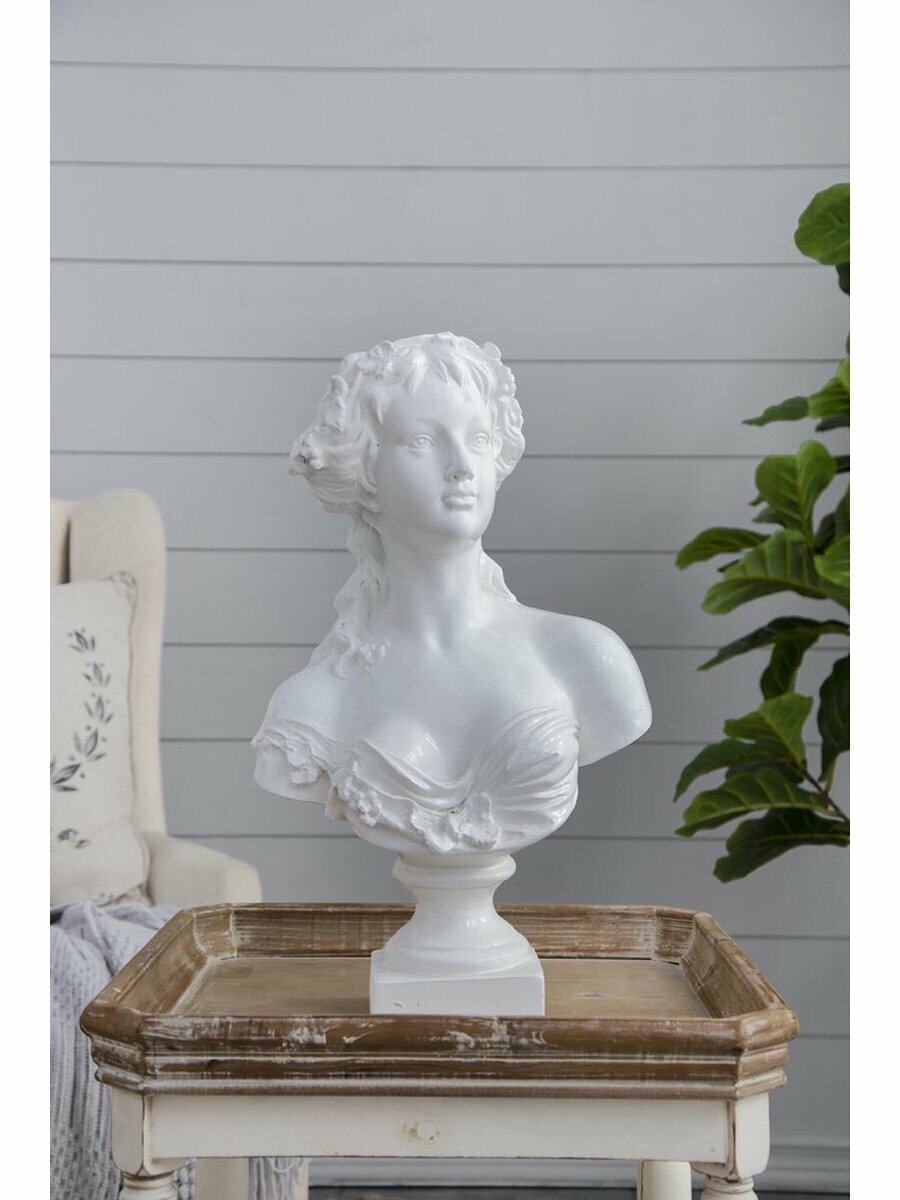 Бюст Glasar D77113, напольный, полисмола, белый, 32 см x 21 см x 54 см