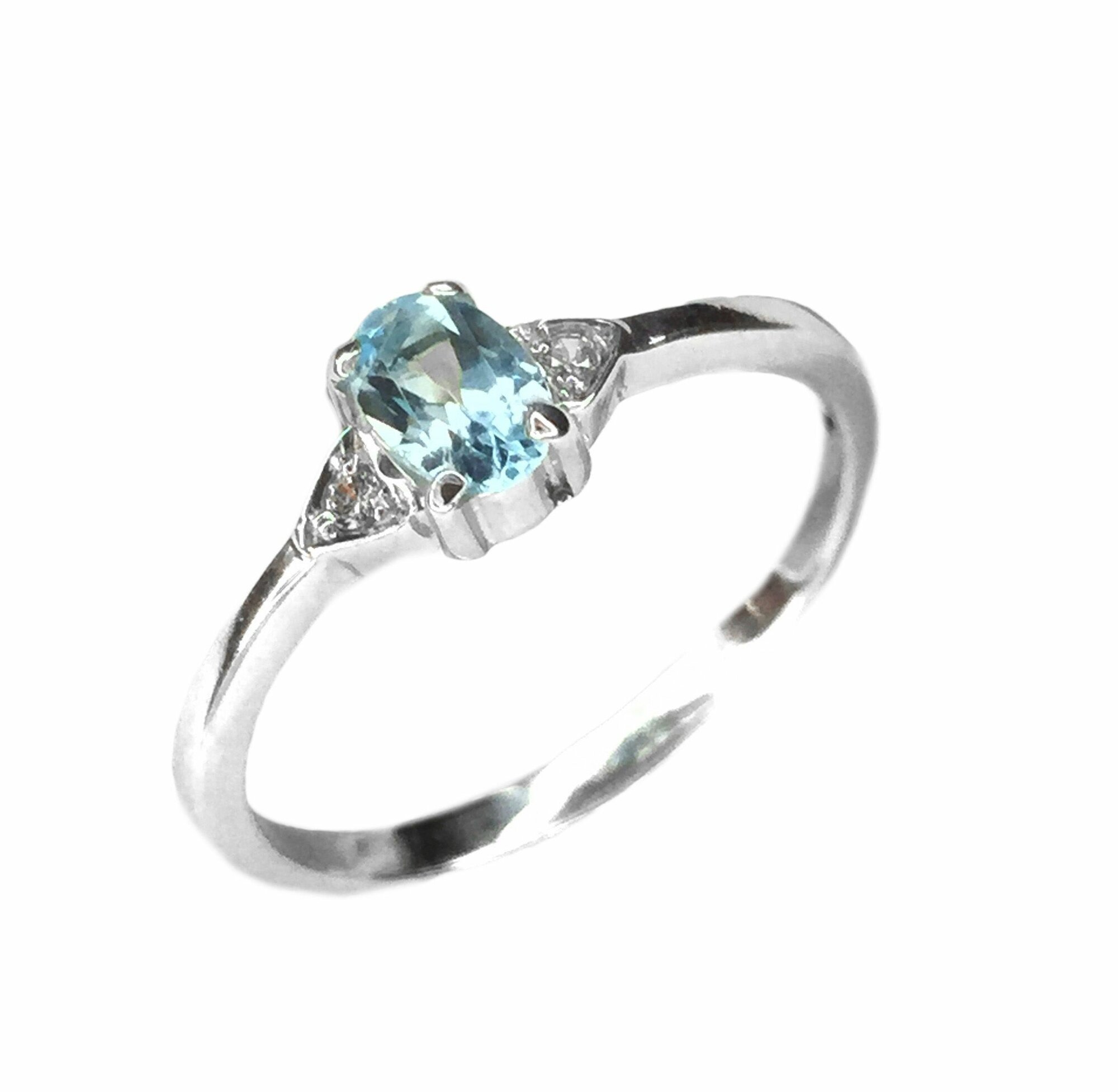 Кольцо тонкое, серебро, 925 проба, родирование, фианит, топаз