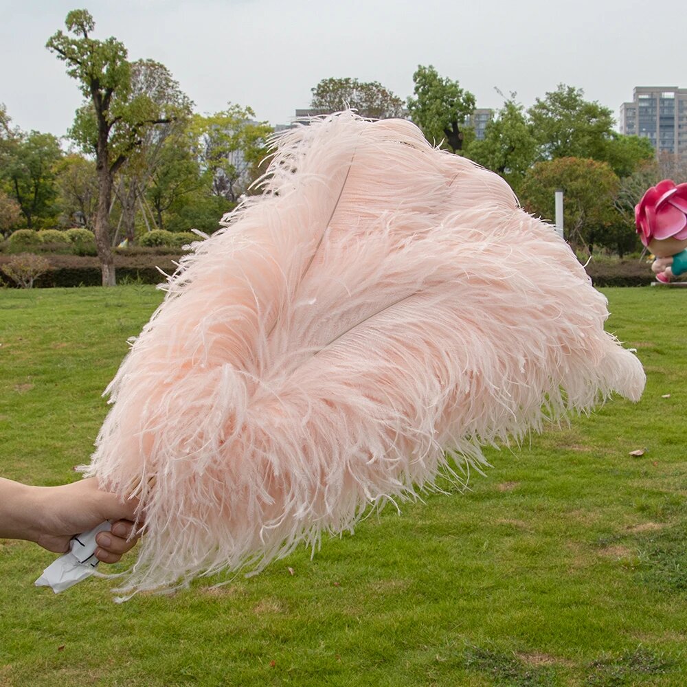 Золотые страусиные перья 15-60 см Розовый, Big Pole 55-60CM, Шампанское