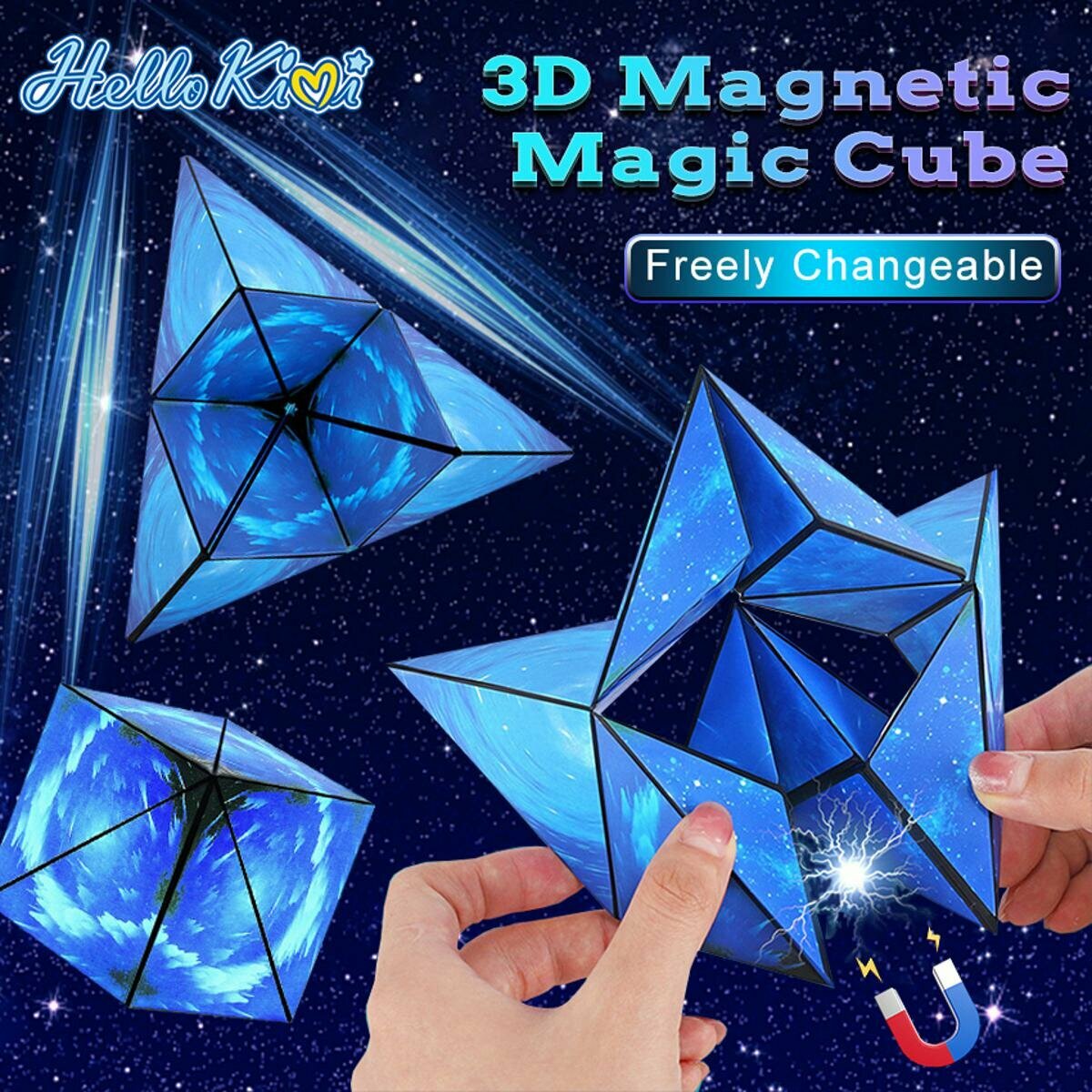 HelloKimi Cubes Infinity Geometric Star Magic Funny Variety Изменяемая форма кубика Рубика, меняющая форму, распаковывающая магнитная игрушка-фиджет, антистресс, 3D, переворачивающая руку, головоломка