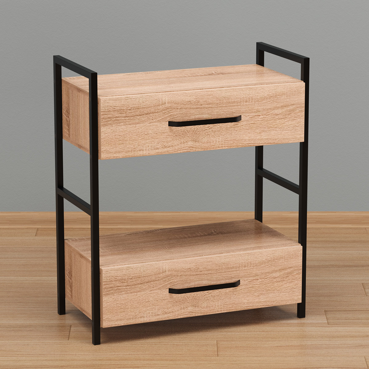 Комод на металлических стойках Сусар 4ДС дуб Сонома ш70/г34/в82