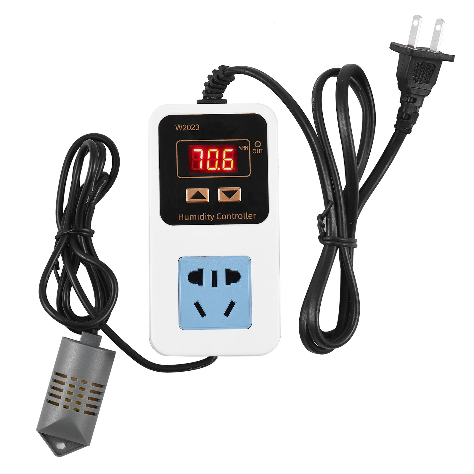 Электронный регулятор влажности 110-220 В 10 А 1500 Вт, интеллектуальный цифровой дисплей, переключатель управления с датчиком, настенный выход для увлажнения и осушения воздуха.