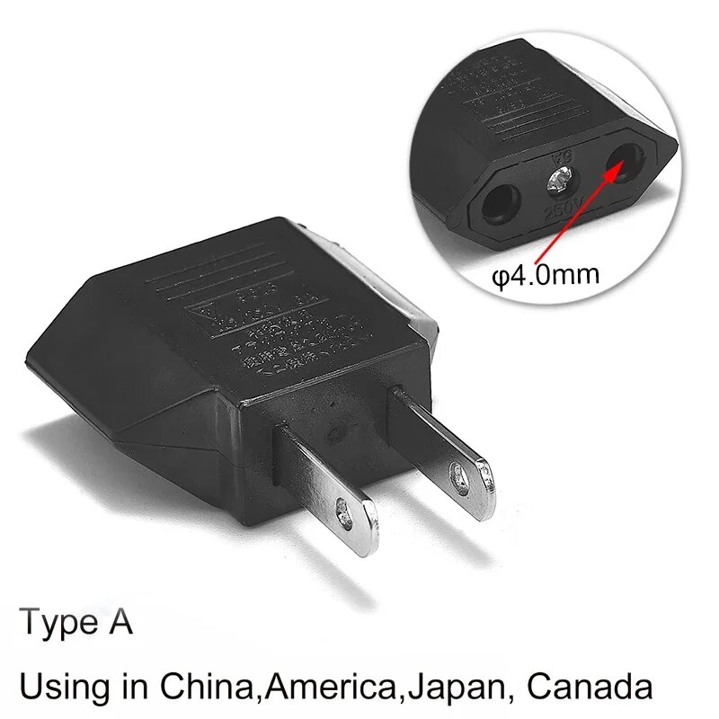 Дорожный адаптер Type A US Plug-Black 1PCS