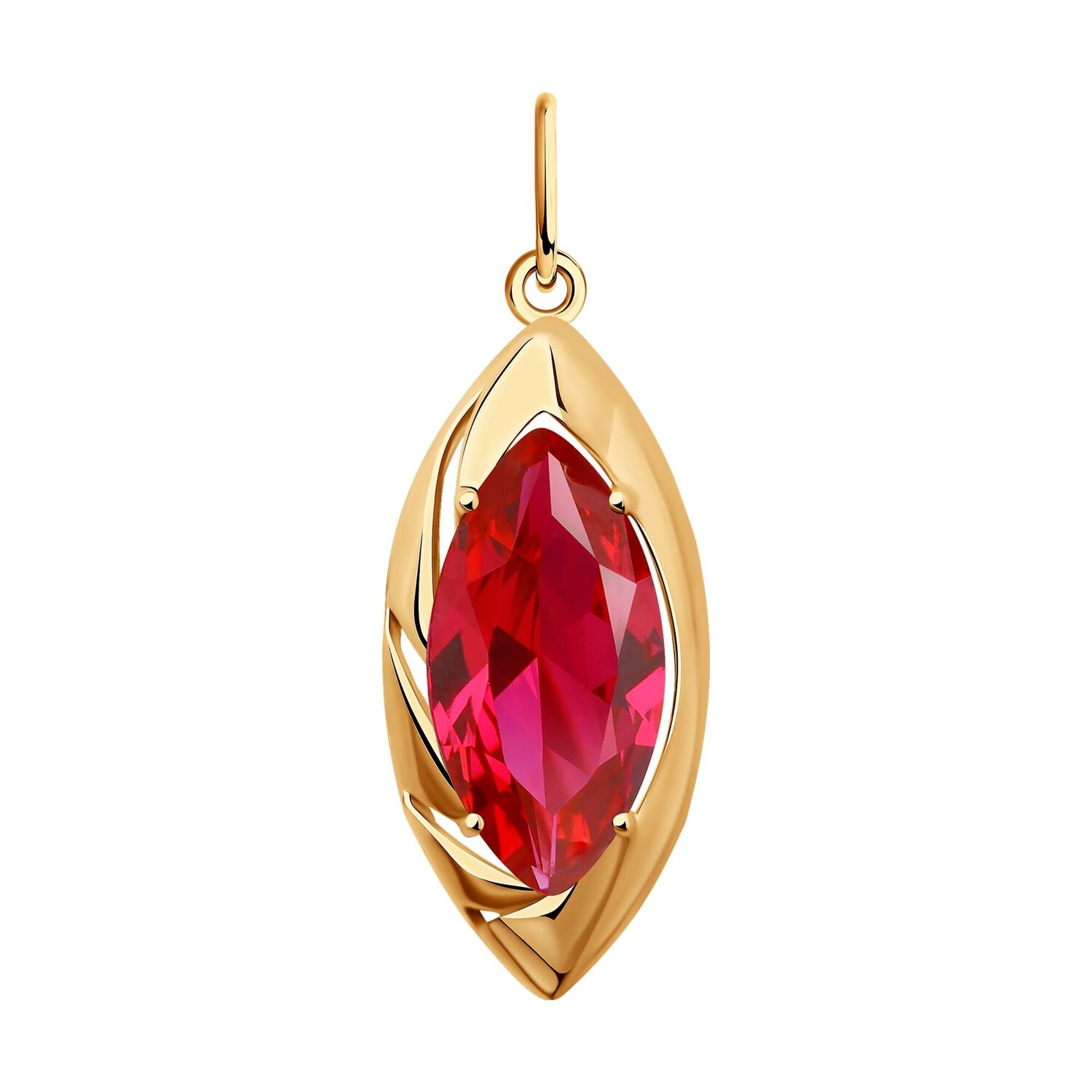 Подвеска, красное золото, 585 проба, корунд