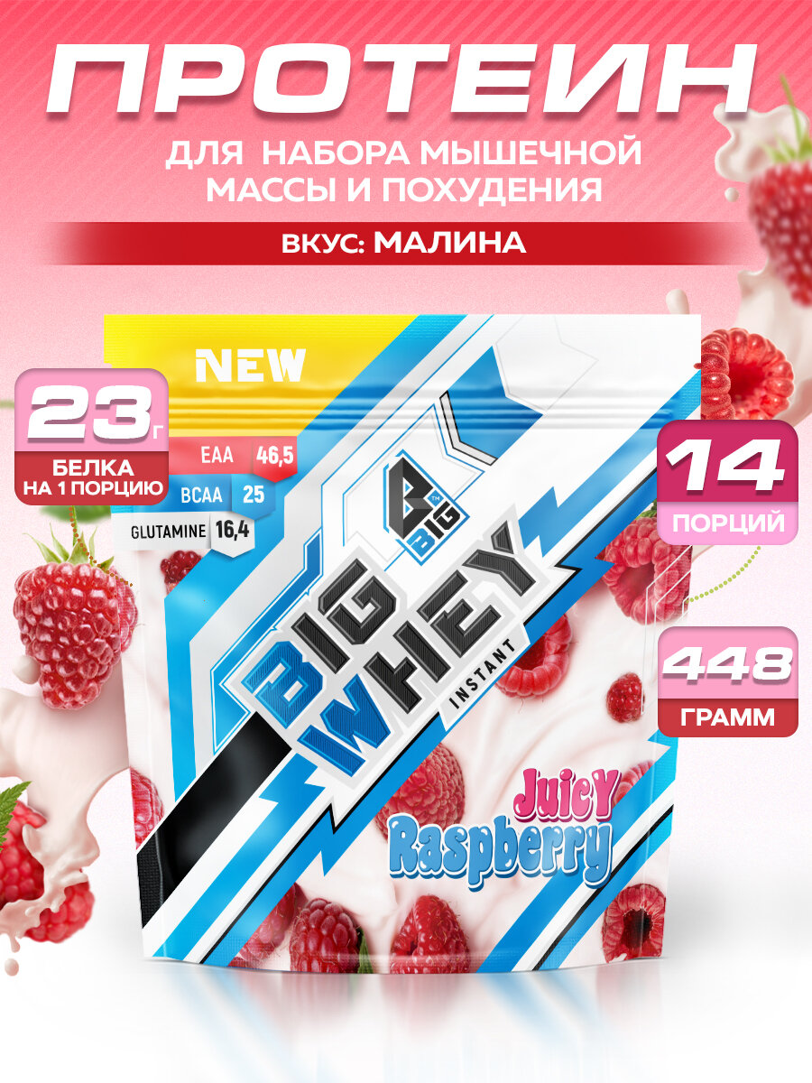 Протеин BIGSNT BIG WHEY сывороточный для набора мышечной массы, похудения и сушки, 448 г, 14 порций