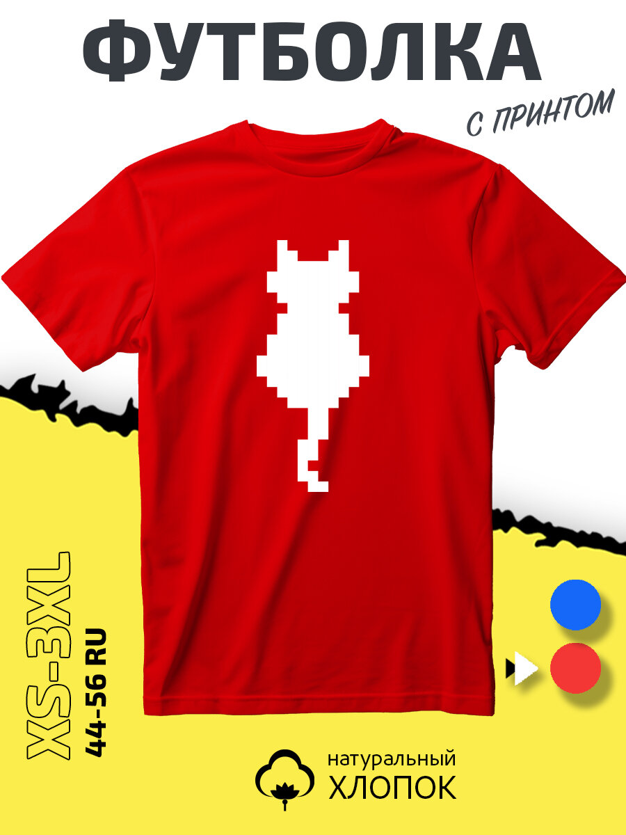 Футболка с принтом кот пиксель