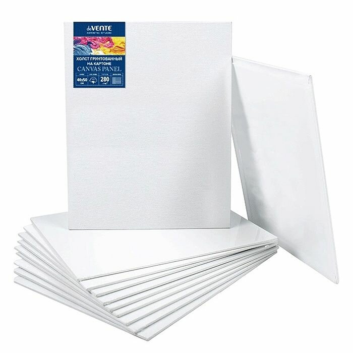 Холст на картоне deVENTE 40x50 см грунтованный "ARTISTIC STUDIO" 100% хлопок 280 г/м2, мелкое зерно (8150305)