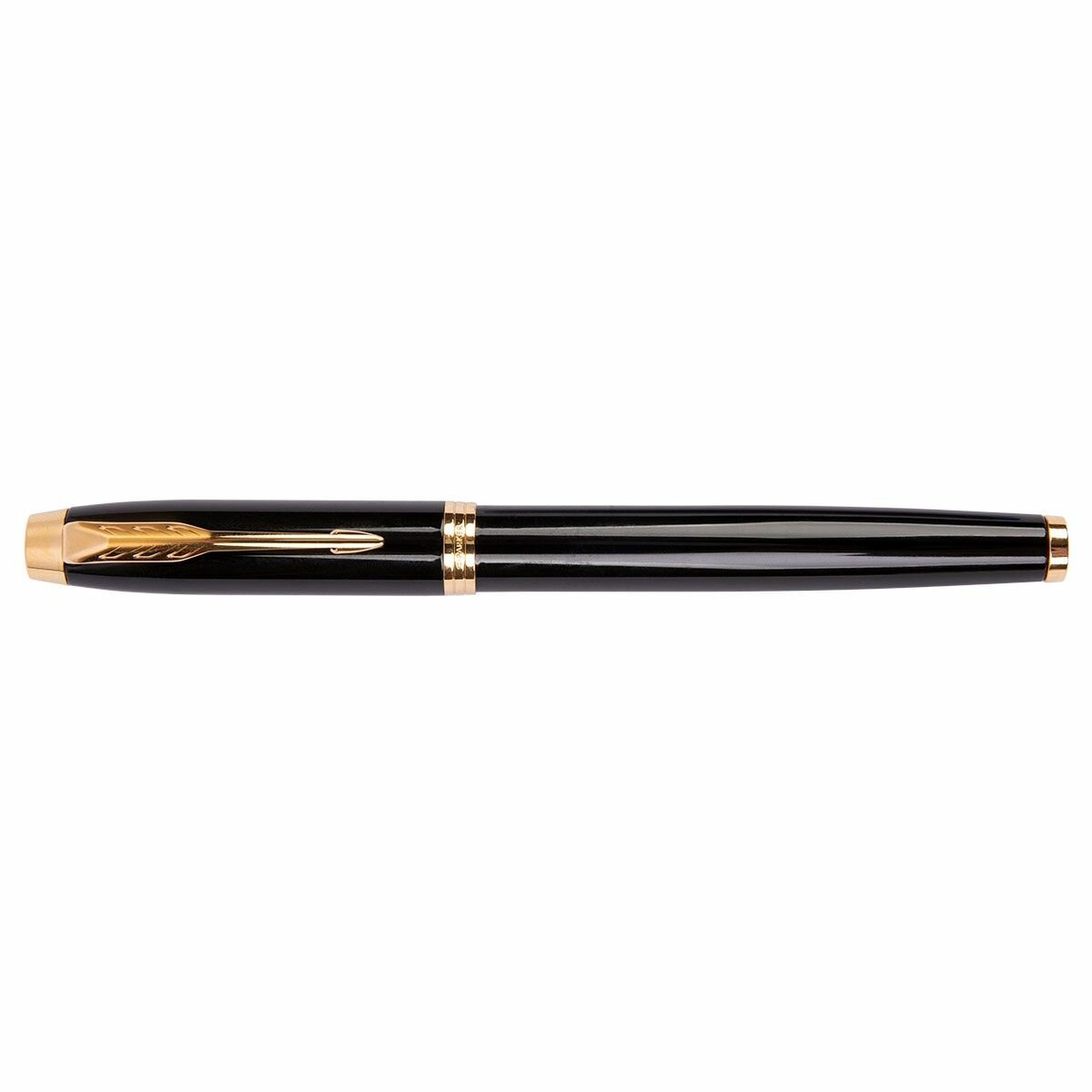 Ручка перьевая Parker "IM Core Black Lacquer GT", корпус черный глянцевый лак, позолоченные детали, синяя (1931645)