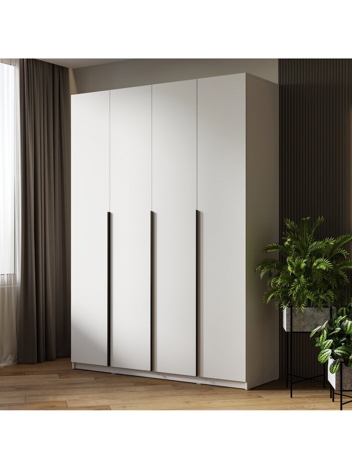 Шкаф прямой четырёхстворчатый «Бруно», 1600×505×2216 мм, цвет белый