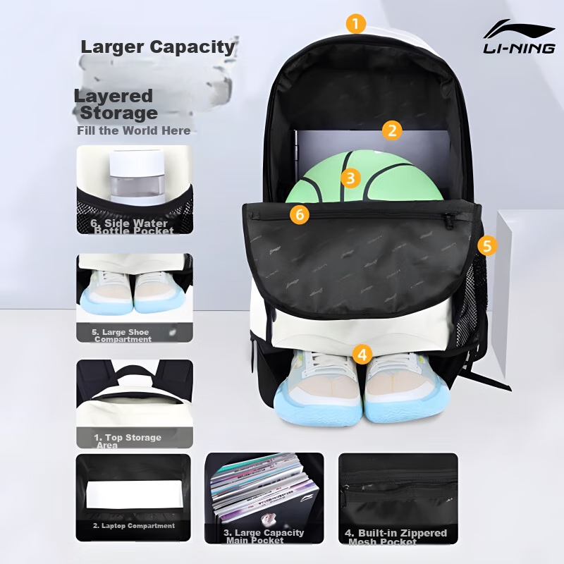 Рюкзак LI-NING, Backpack for Men High School College Students Large Capacity, большая вместимость, для путешествий, для активного отдыха, городской, школьный, для мужчин