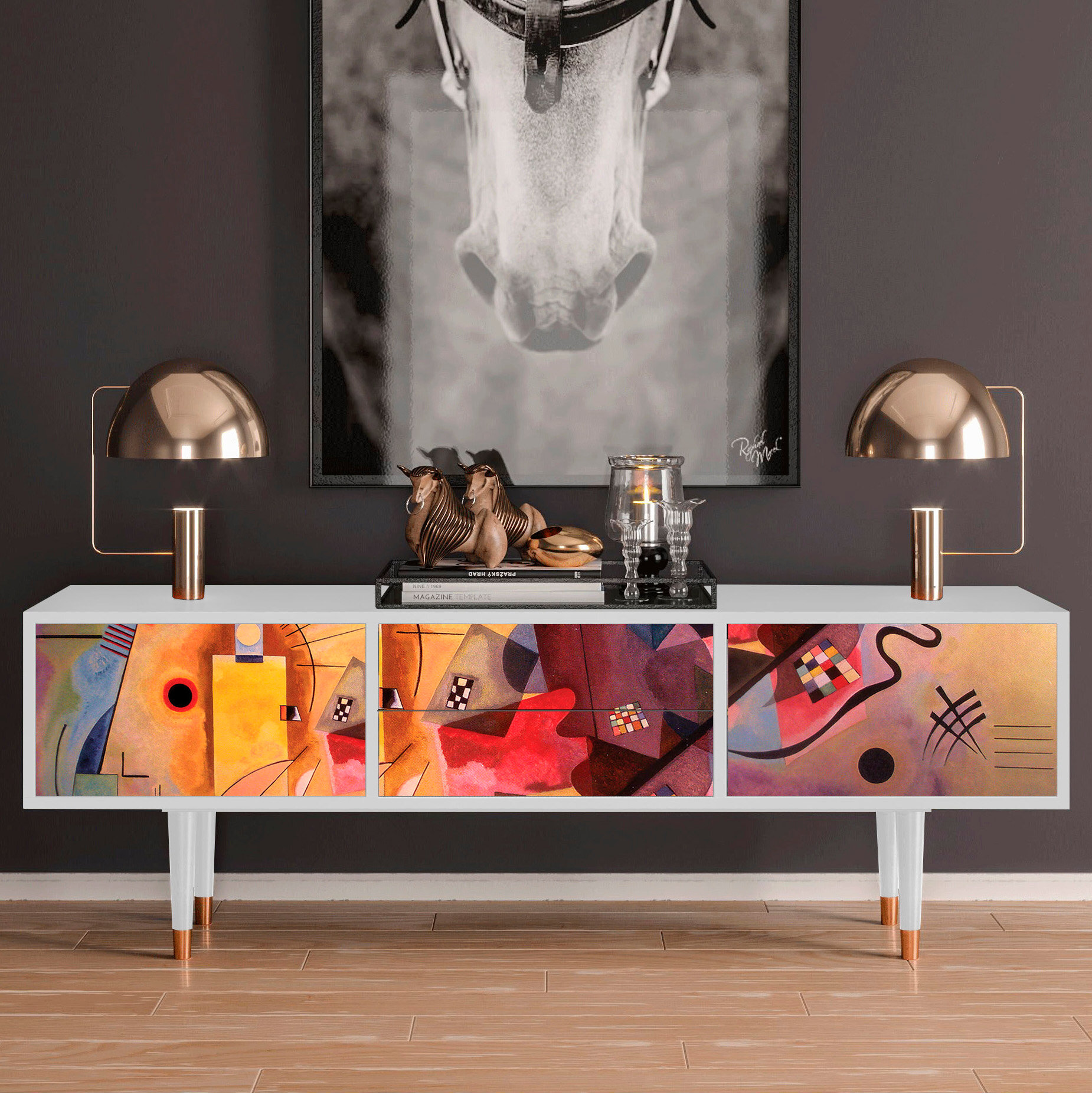 ТВ-Тумба - STORYZ - T4 Modern Art by Kandinsky , Размер - 170 x 59 x 48 см, Цвет корпуса - , Белый