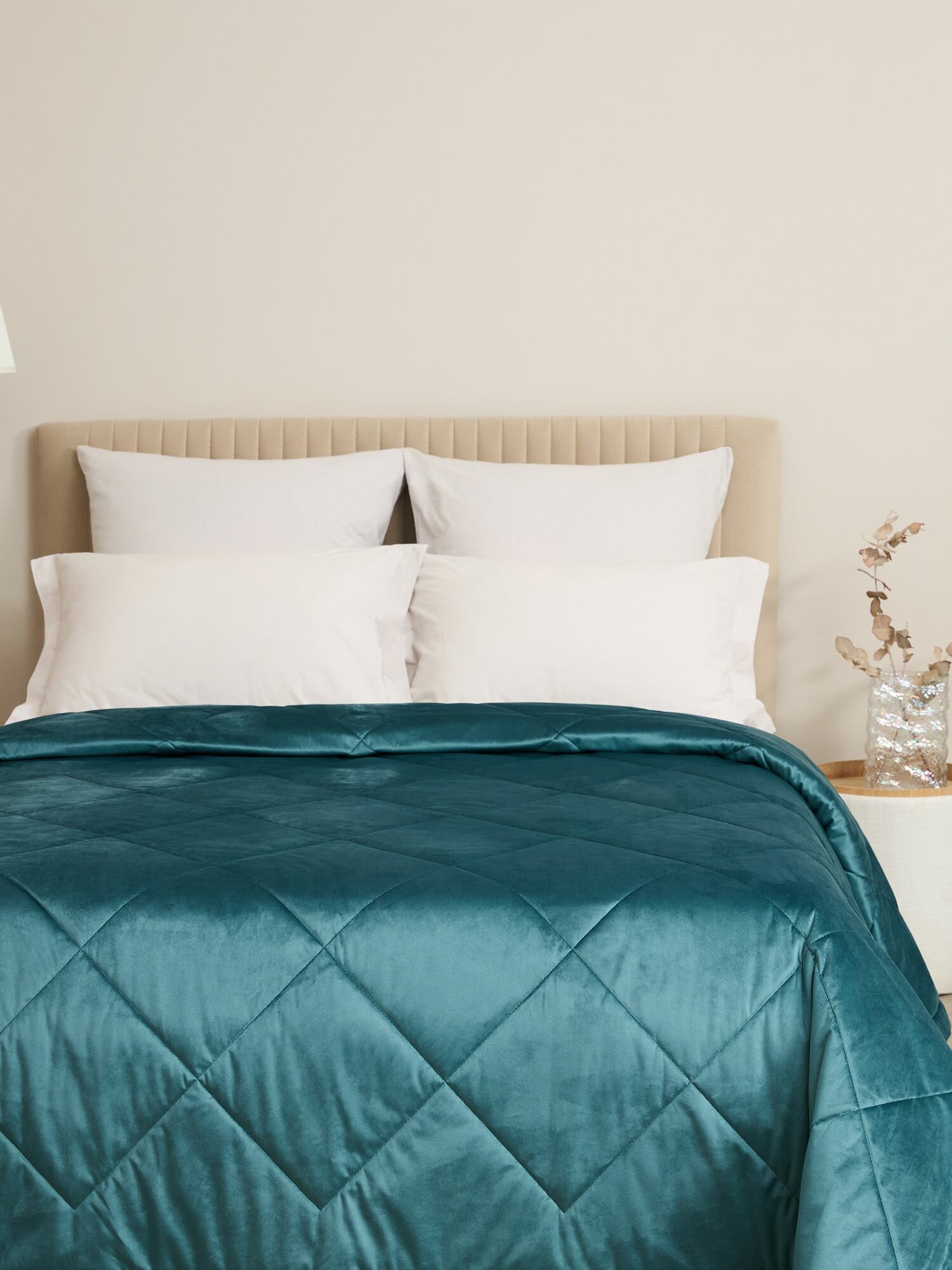 Покрывало "Донната/Donata", размер 240х260 см, велюр, бирюзовый