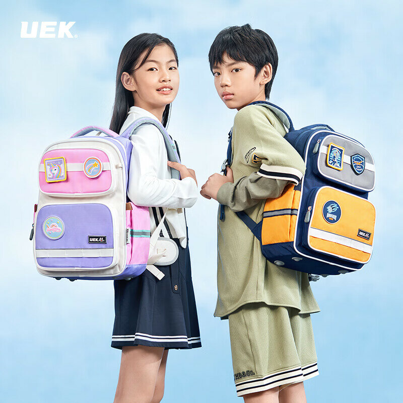 UEK Children's Spine-Protecting Backpack for Boys And Girls, Elementary School Students' Lightweight, Ultra-Light Double Shoulder Bag with Large Capacity, Pink, Small Size