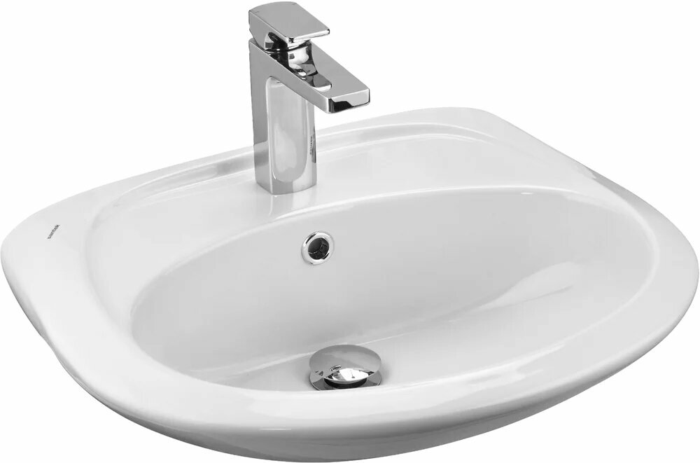 Раковина подвесная Santek Бриз 1. WH11.0.460 55 подвесная, 55, 2 см, фарфоровая, раковина для ванной, белая, полукруглая, со сливом-переливом